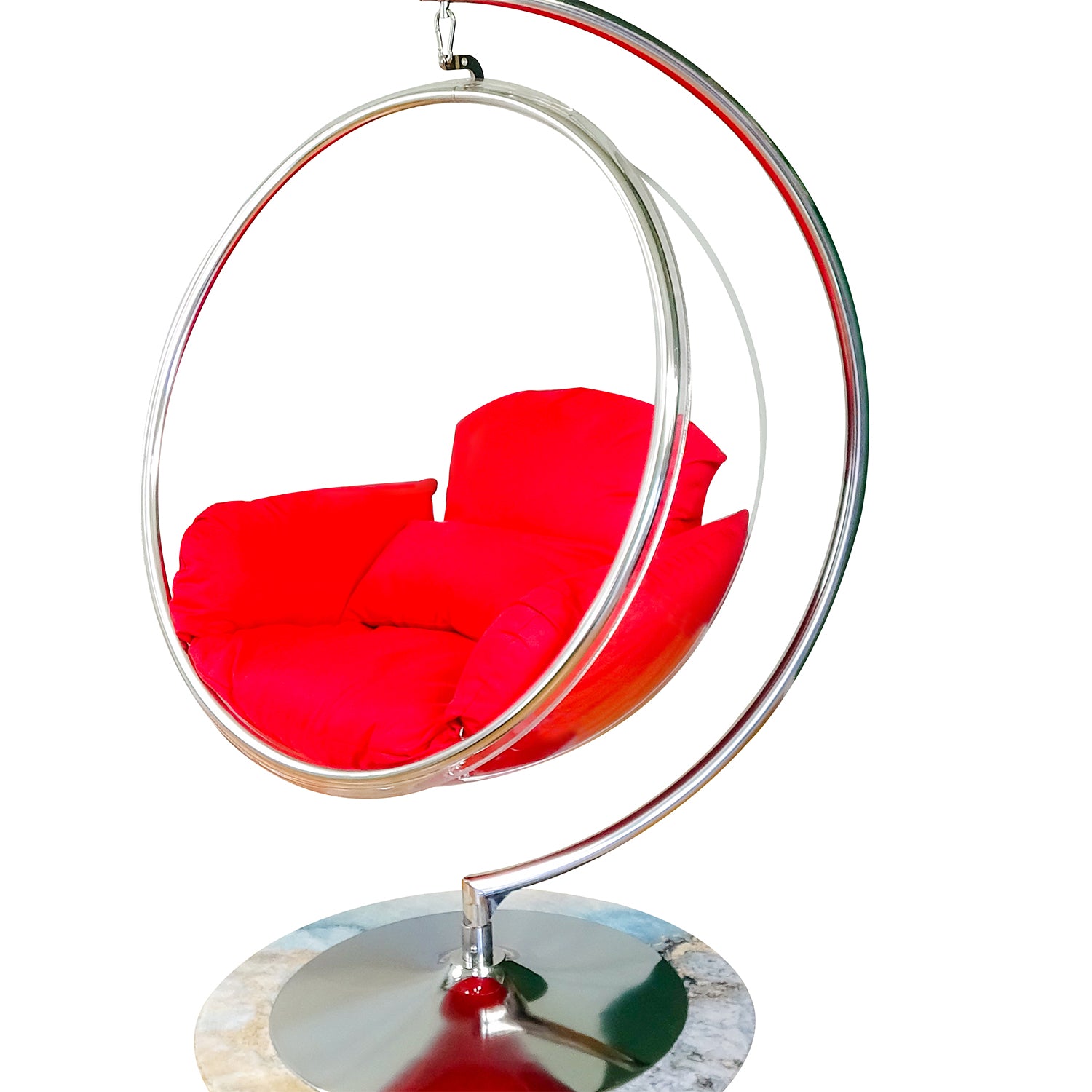 Chrome Acrylic Bubble Swing chair with Stand, Cushion, Chrome or silver ...