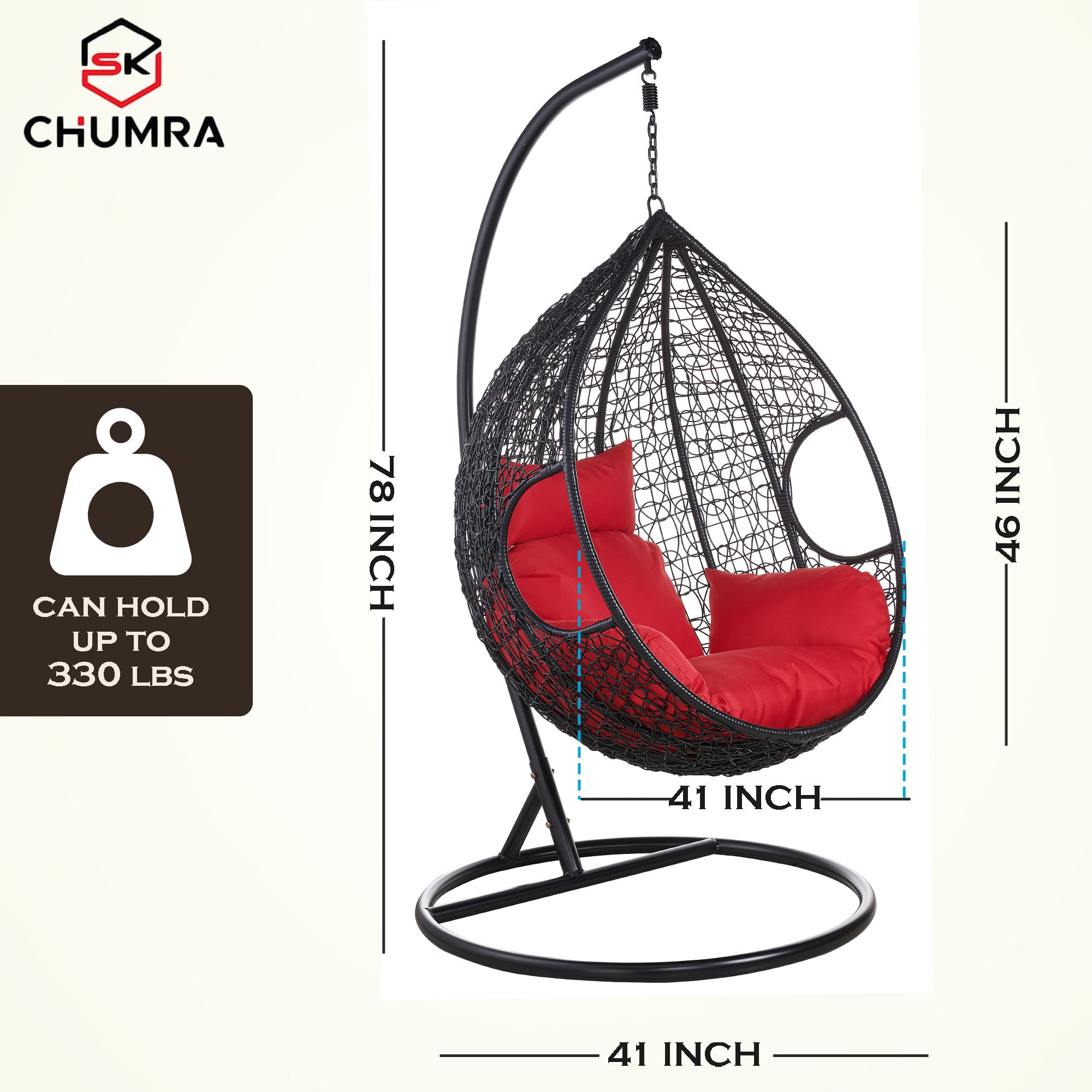 Black Egg Swing Chair Hanging Water Drop Shaped Hammock Luxury Hand Woven – SKChumra