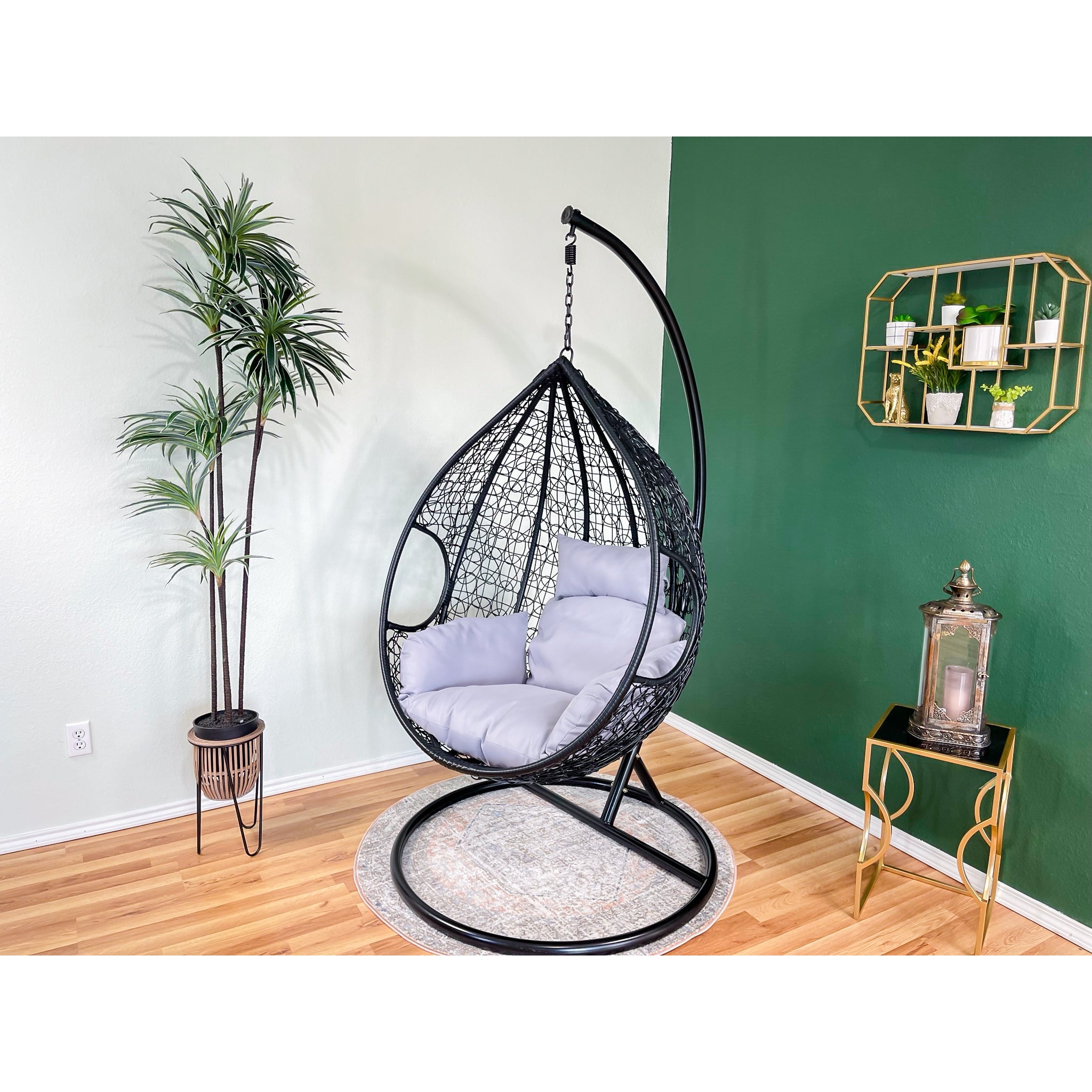 Black Egg Swing Chair Hanging Water Drop Shaped Hammock Luxury Hand Woven – SKChumra