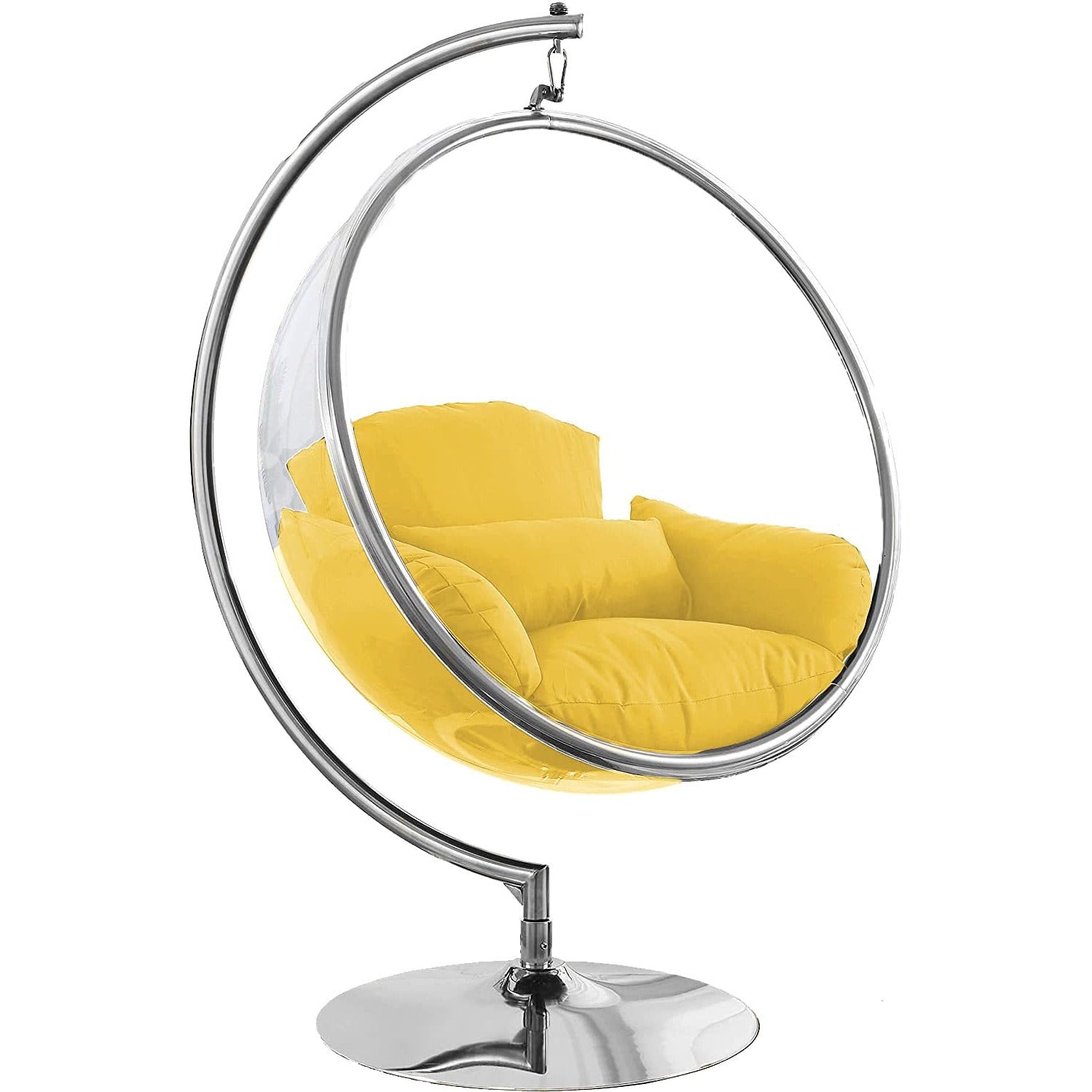 Chrome Acrylic Bubble Swing chair with Stand, Cushion, Chrome or silver ...